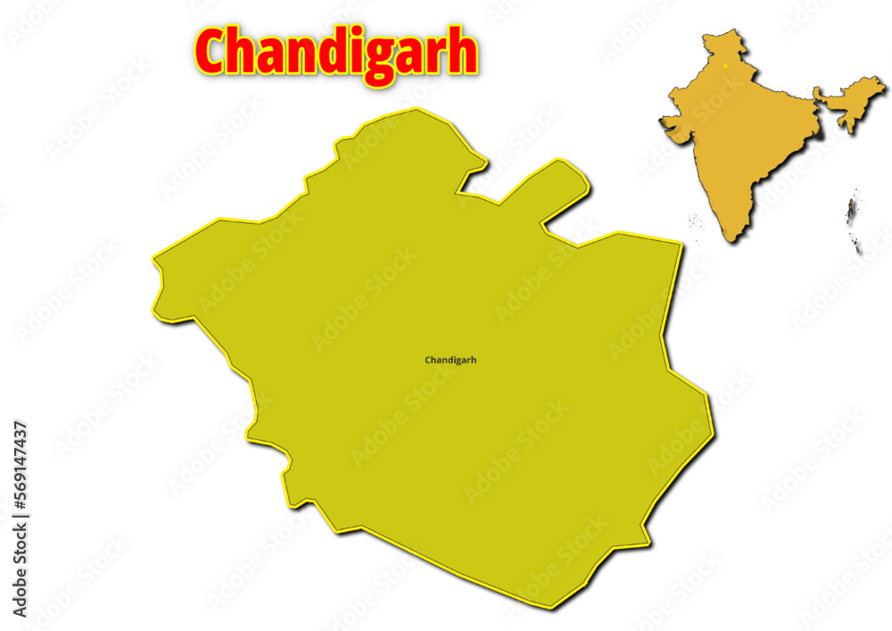 Map of Chandigarh Union Territor with names of regions. Vector ...