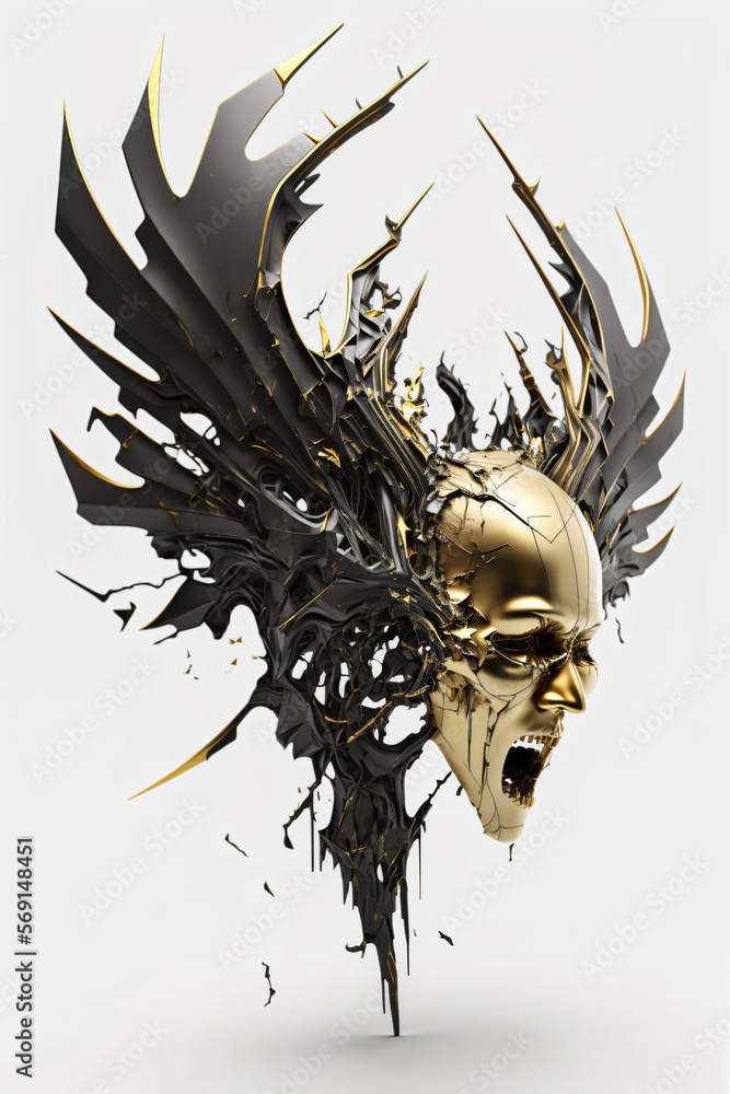 Dark black horror angel. modern sculpture. Designed using generative ai ...