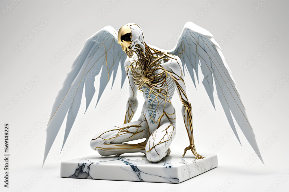 marble and gold abstract statue. modern sculpture. Designed using ...