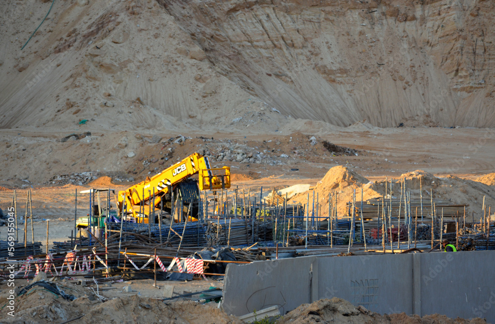 Giza, Egypt, February 4 2023: A construction site of new high rise in ...