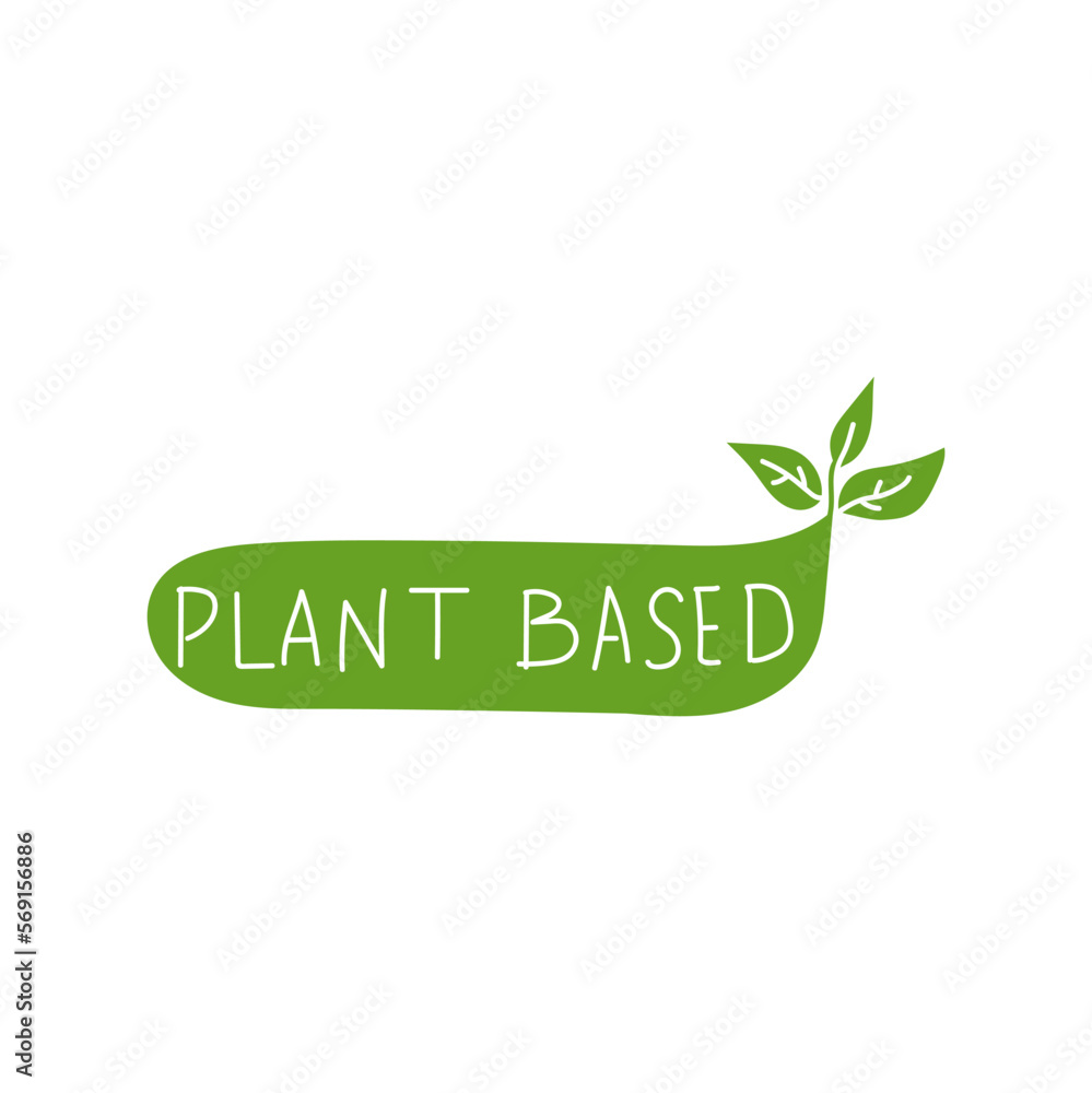 Hand drawn badges - plant based. Vector illustration for prints ...
