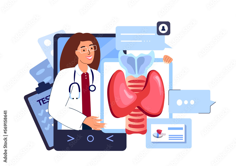 Online Endocrinologist Doctor Consultatation,e-health concept.Thyroid ...