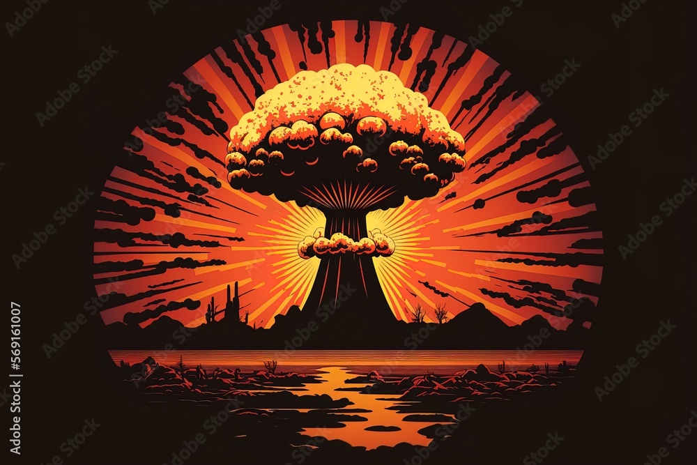 Nuclear mushroom concept vector art style. Generative ai Stock ...