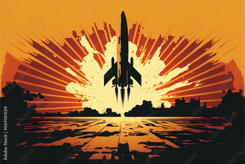 Nuclear missile launching concept vector art style. Generative ai ...