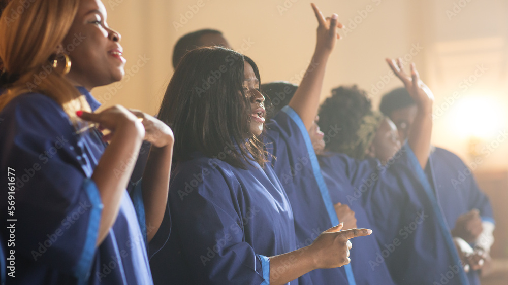 Group Of Christian Gospel Singers Praising Lord Jesus Christ. Church ...