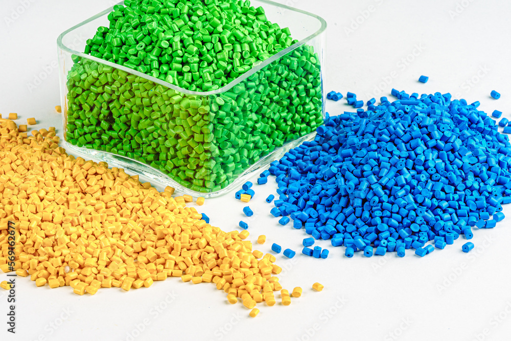 Polymeric dye. Colorant for plastics. Pigment in the granules. Stock ...