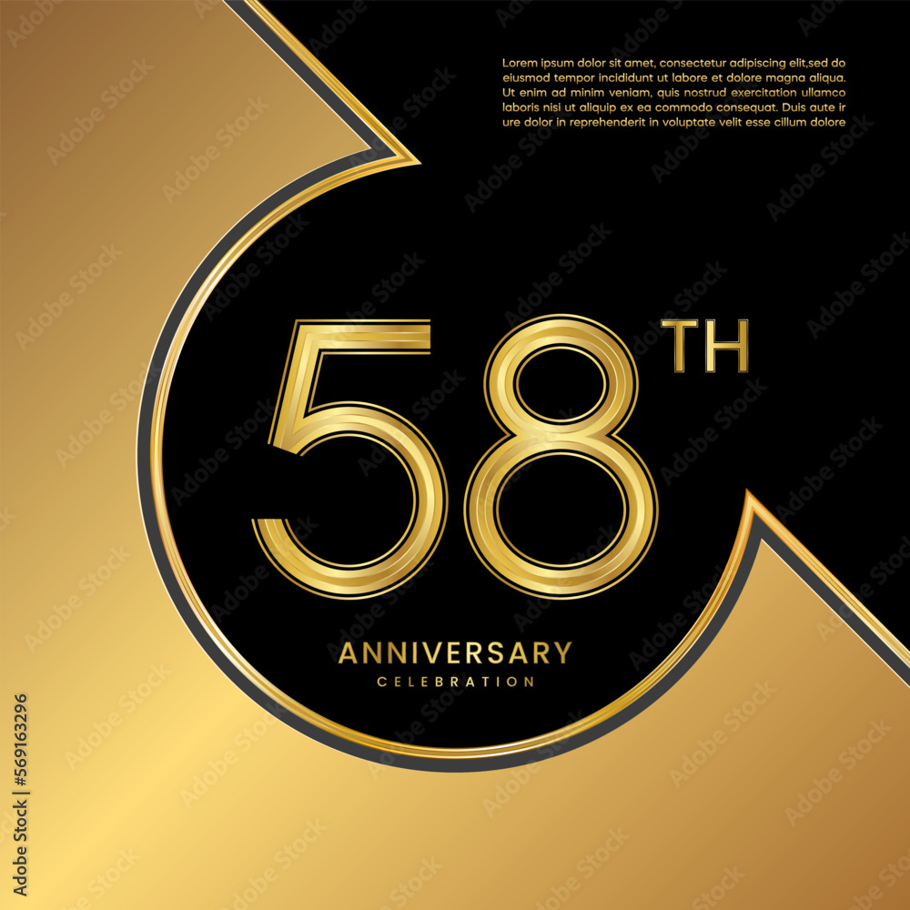 58th Anniversary Celebration. Logo design with gold color numbers for ...