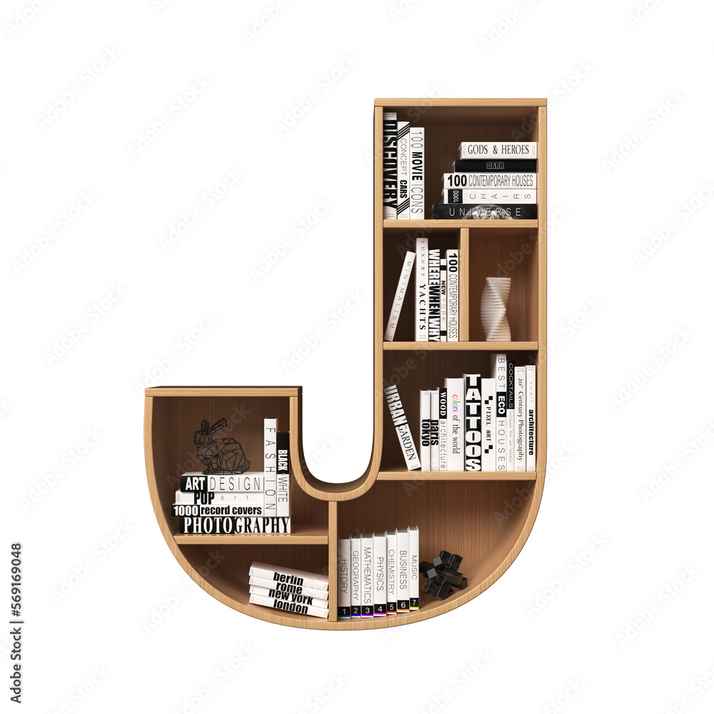 Bookshelves 3d font. Alphabet in the form of book shelves. Mockup font ...