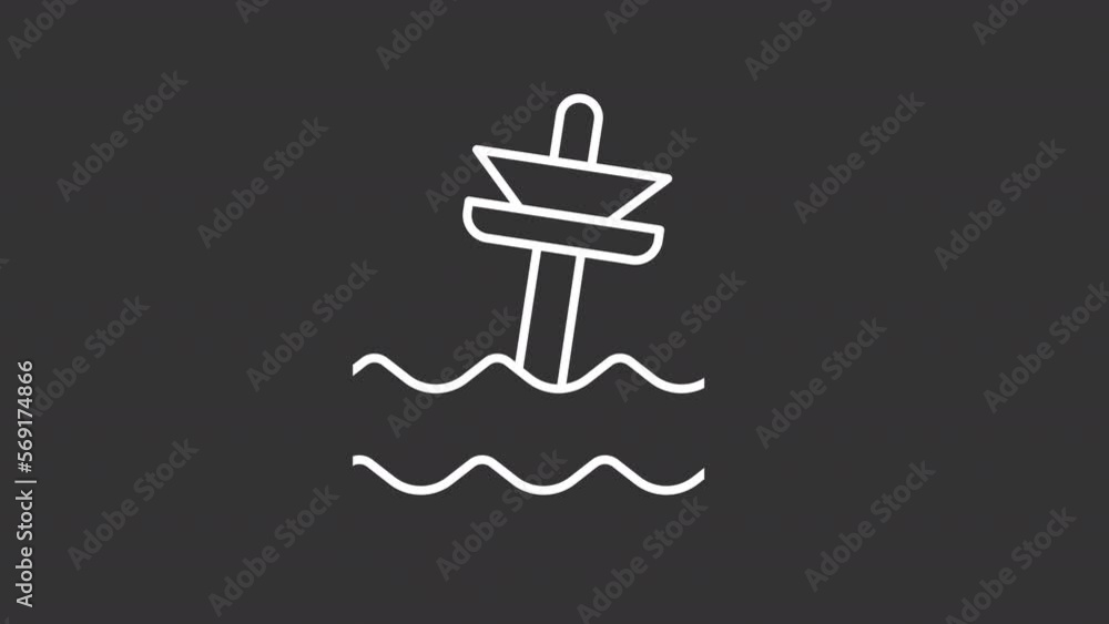 Animated buoy white line icon. Navigation device. Nautical marker. Loop ...
