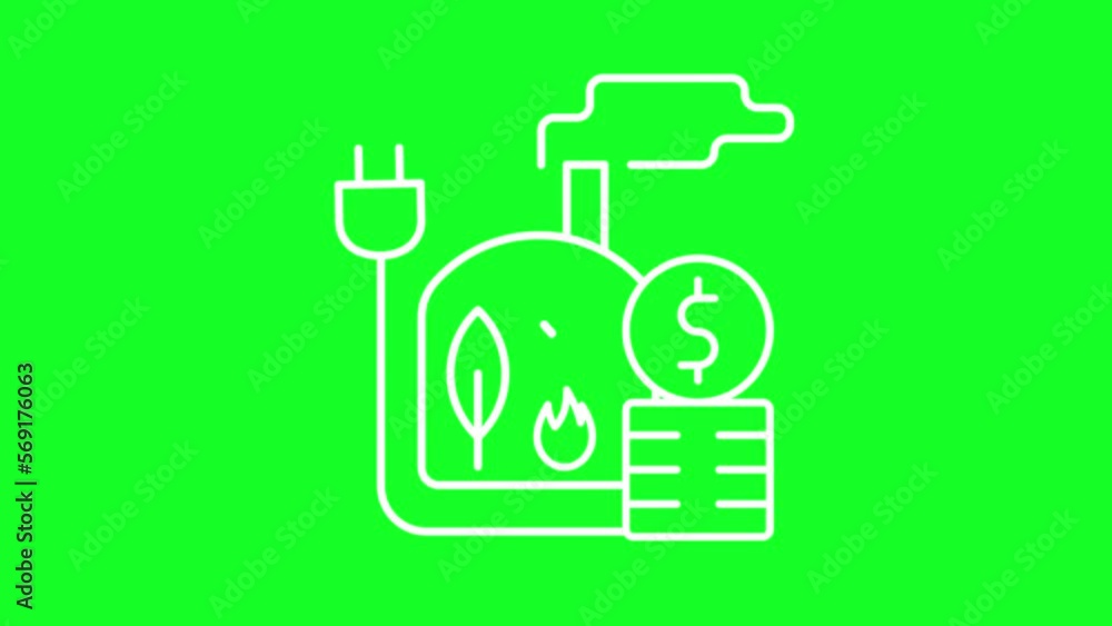 Animated bioenergy white line icon. Price of clean energy generation ...