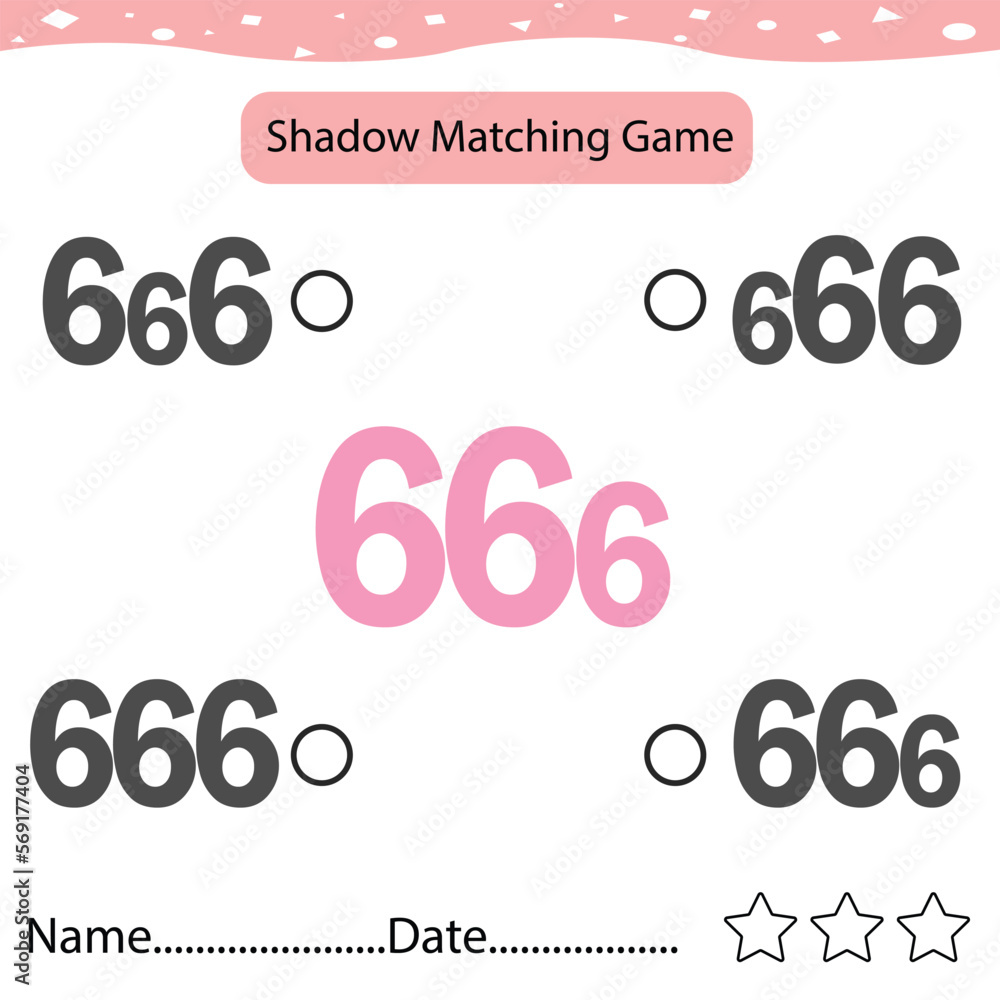 Vetor do Stock: Find number 6 Correct Shadow Find And Match The Correct ...