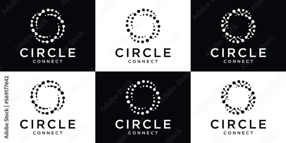 set logo design connection with circle icon vector inspiration Stock ...