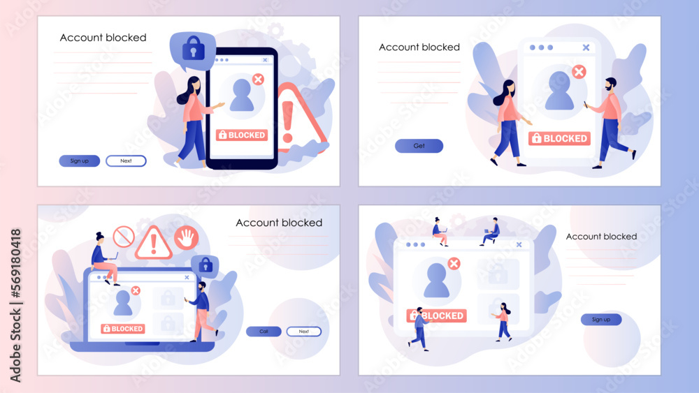 Account blocked. Hacker cyber attack, censorship or ransomware activity ...