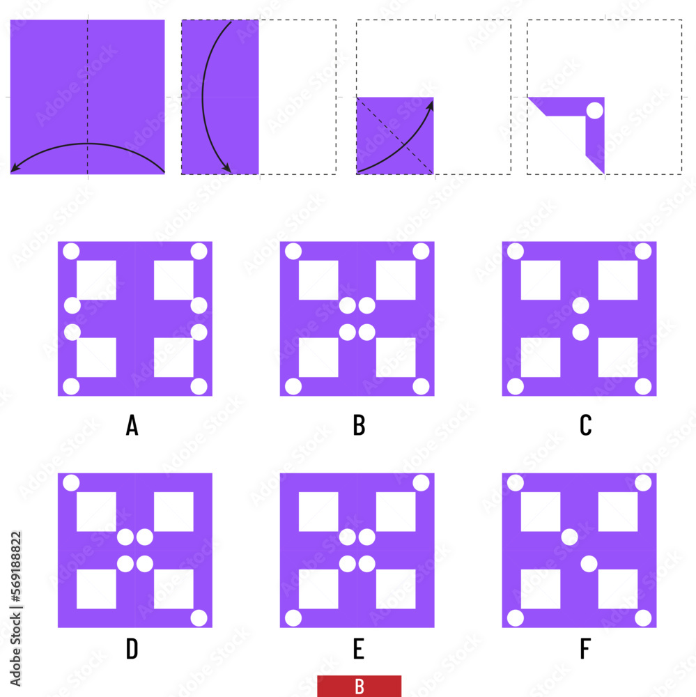 Paper Cutting - Paper folding. IQ test, intelligence questions, Visual ...