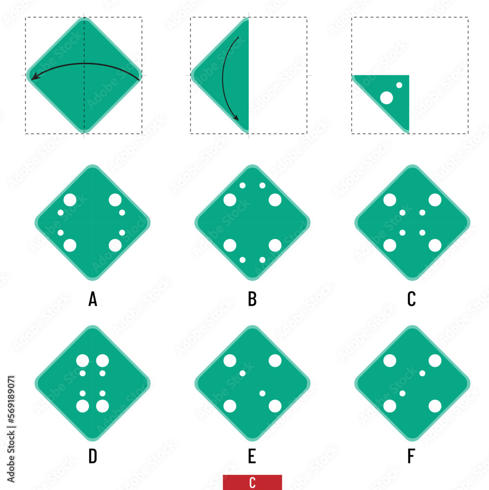Paper Cutting - Paper folding. IQ test, intelligence questions, Visual ... Paper Cutting - Paper folding. IQ test, intelligence questions, Visual ...