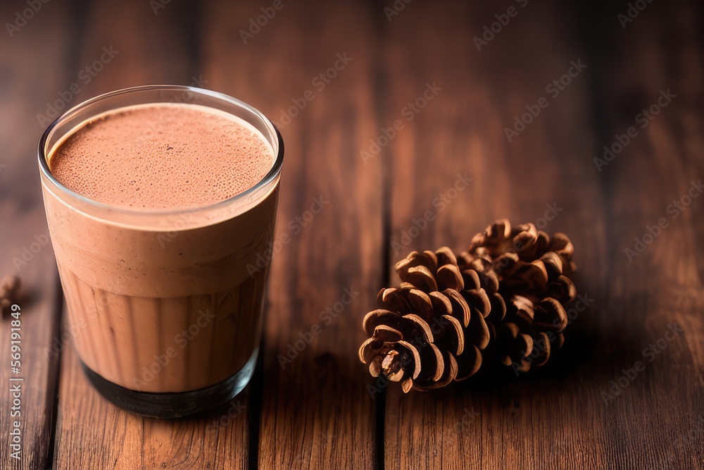 High-Resolution Image of a Creamy Milkshake Topped with Pine Cones ...