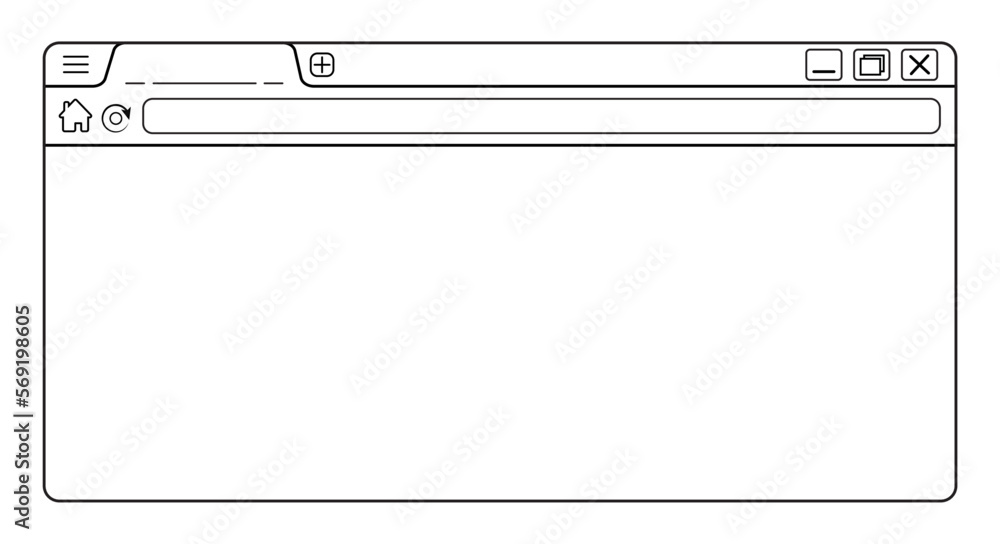 Line art browser webpage vector design. Editable lines web browser with ...