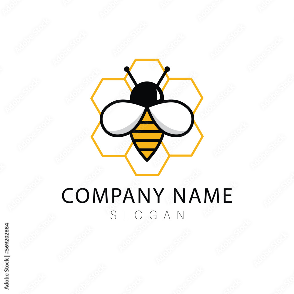 Bee and house logo design. Honey bee logo and emblem vector. Elegant ...
