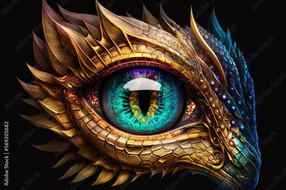 Stunningly Exotic turquoise Dragon Eye with golden scales, Symmetrical ...