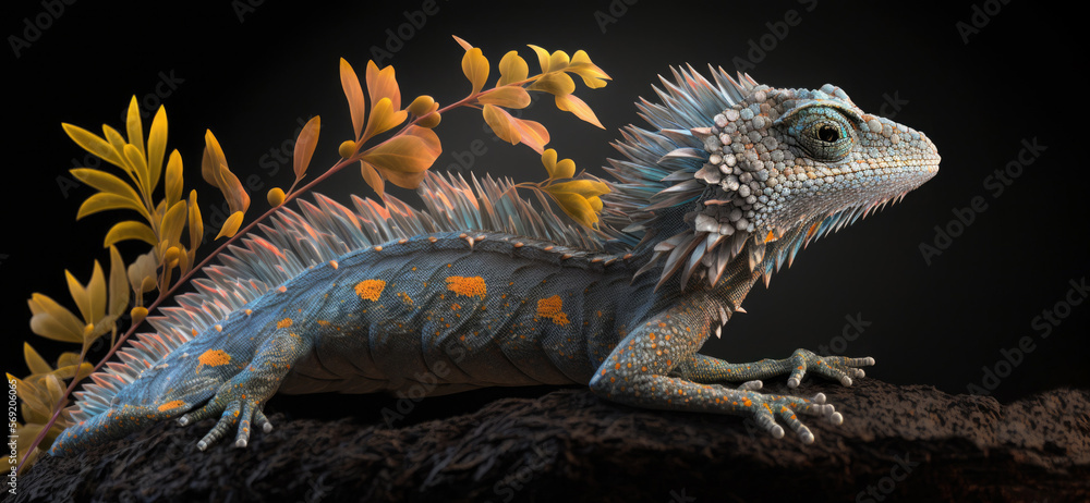 Illustration of an imaginary creature, a tiny lizard-dragon in a ...