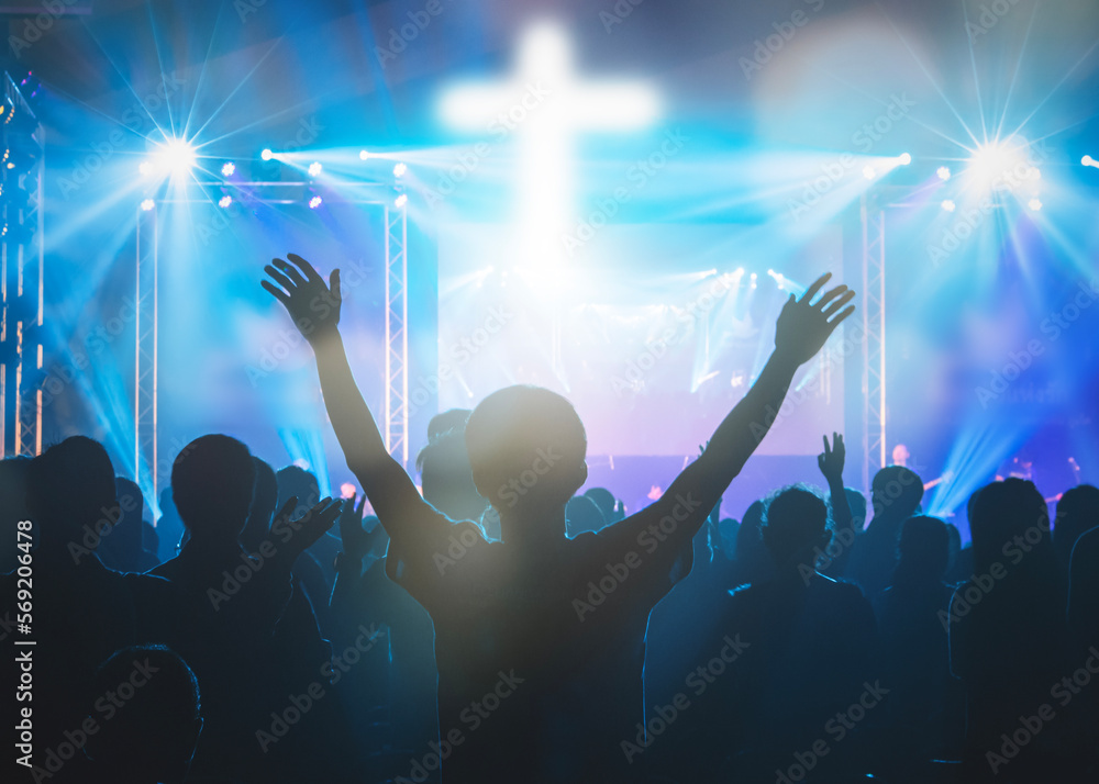 Hand praying and raised hand worship with faith, Stock Photo | Adobe Stock