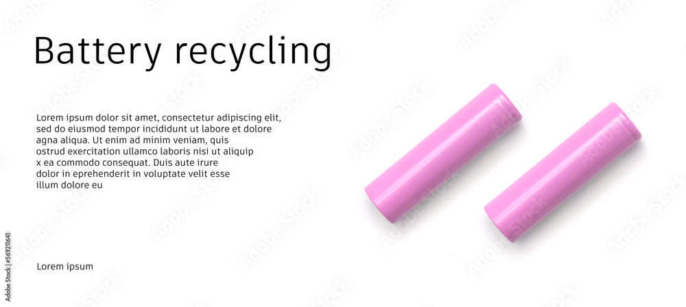 Banner about battery recycling, recycling of used batteries, taking ...