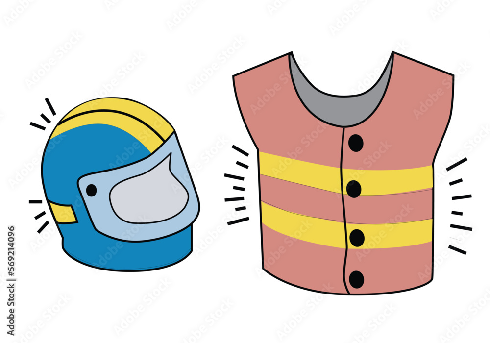 safety jacket and safety helmet vector illustration Stock Vector ...
