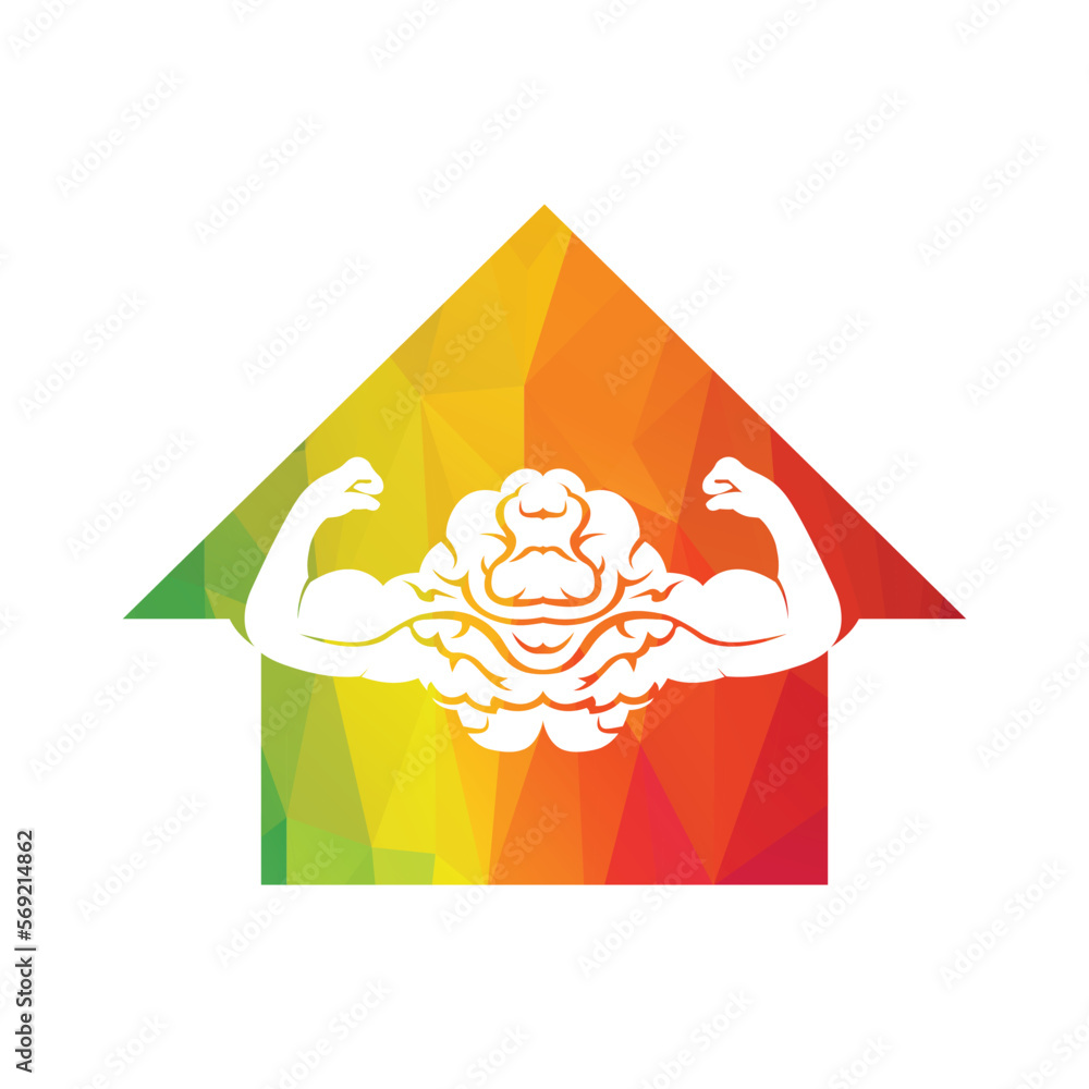 Strong brain vector logo design. Brain with strong double biceps. Stock ...