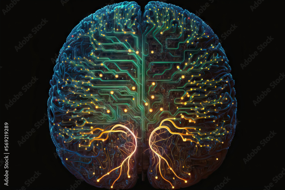 Glowing electric scheme in brain Stock Illustration | Adobe Stock