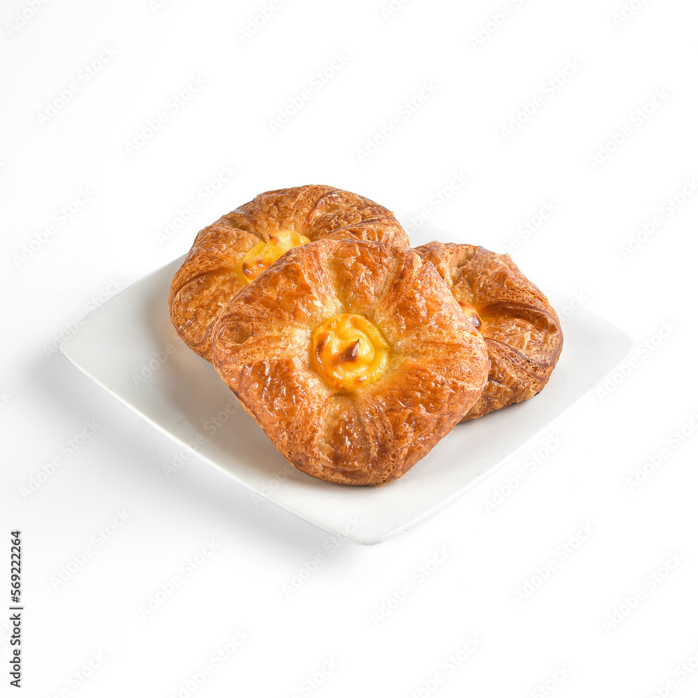 Peach danish pastries. A layered dessert made either of puff pastry or ...