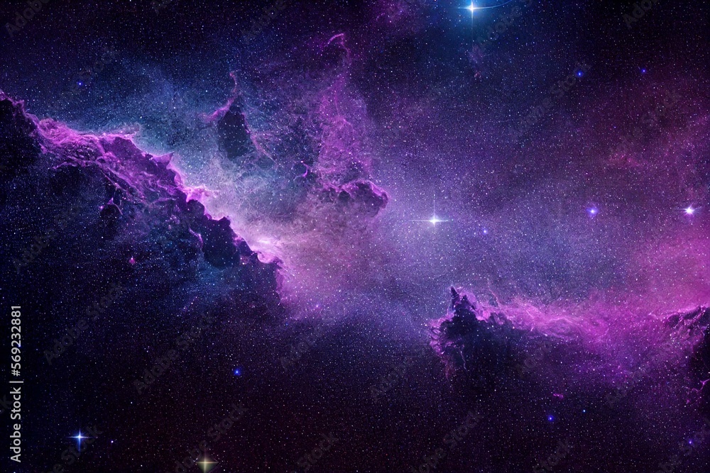 abstract starry Space purple with shining star dust and nebula ...