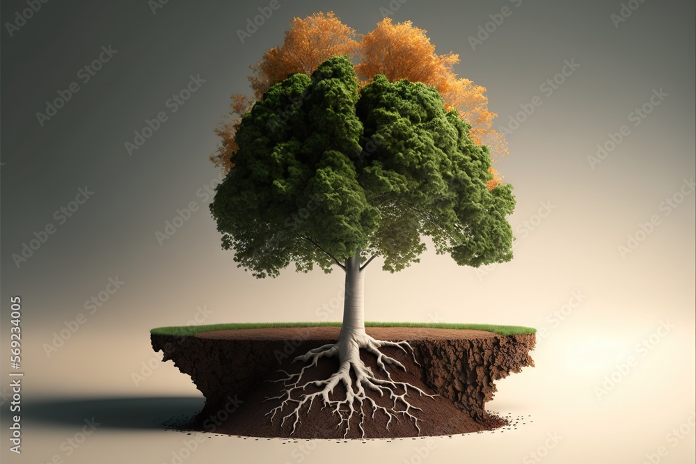 a tree with its roots growing out of the ground and a tree with its ...