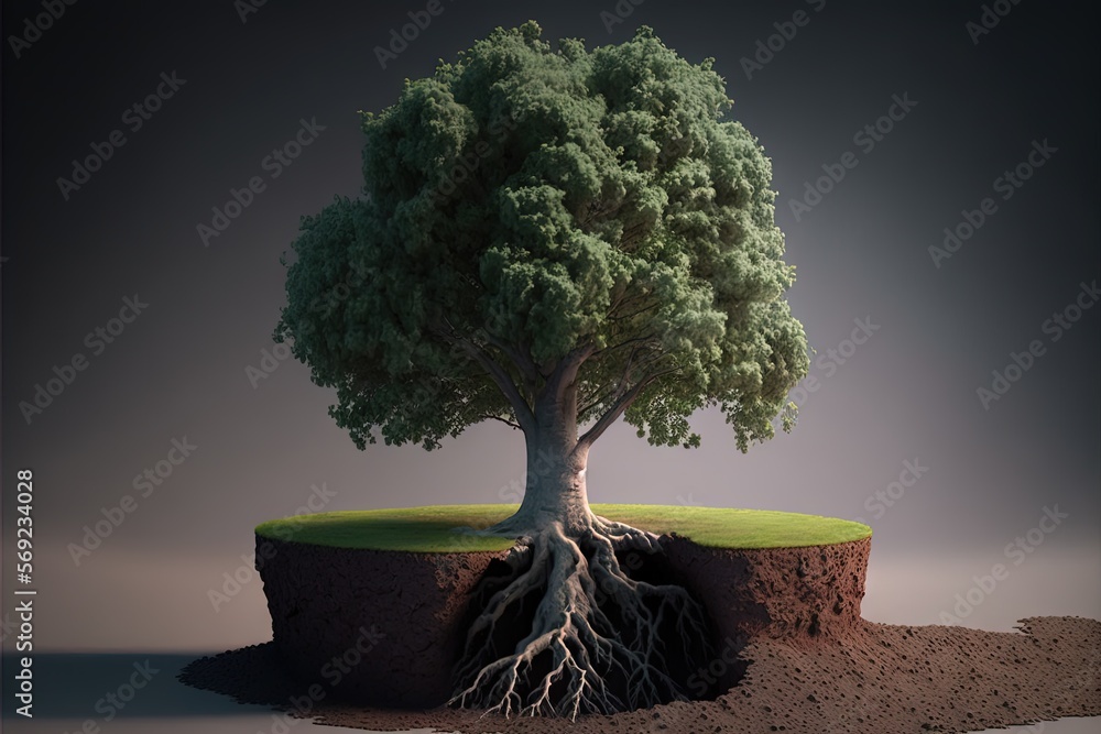 a tree with its roots in the ground and a tree with its roots in the ...