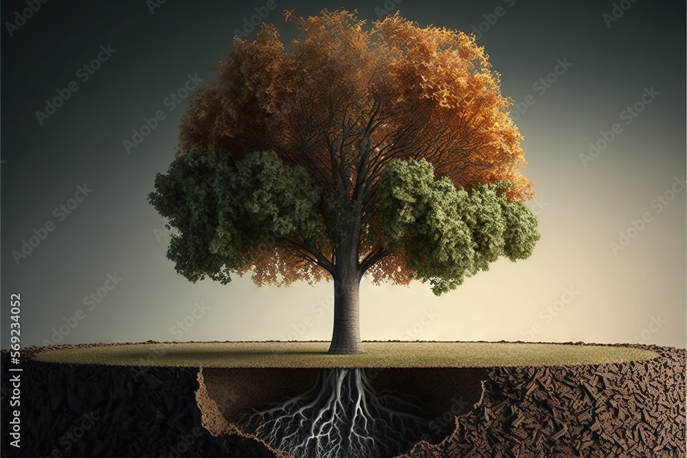a tree with its roots in the ground and a tree with its roots in the ...