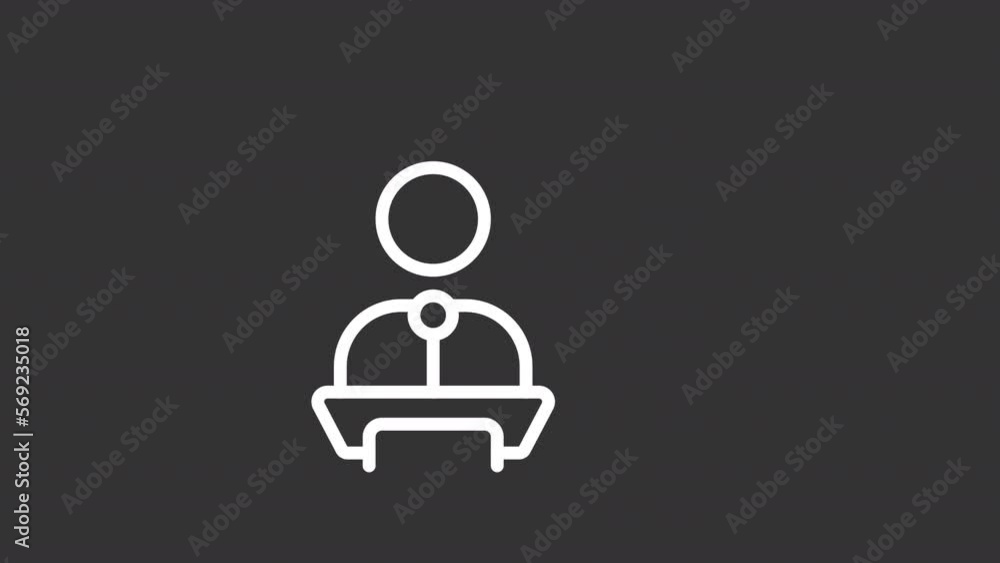Animated politician white line icon. Public performance. Expert speech ...