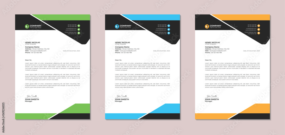 Professional corporate business letterhead design template Stock Vector ...