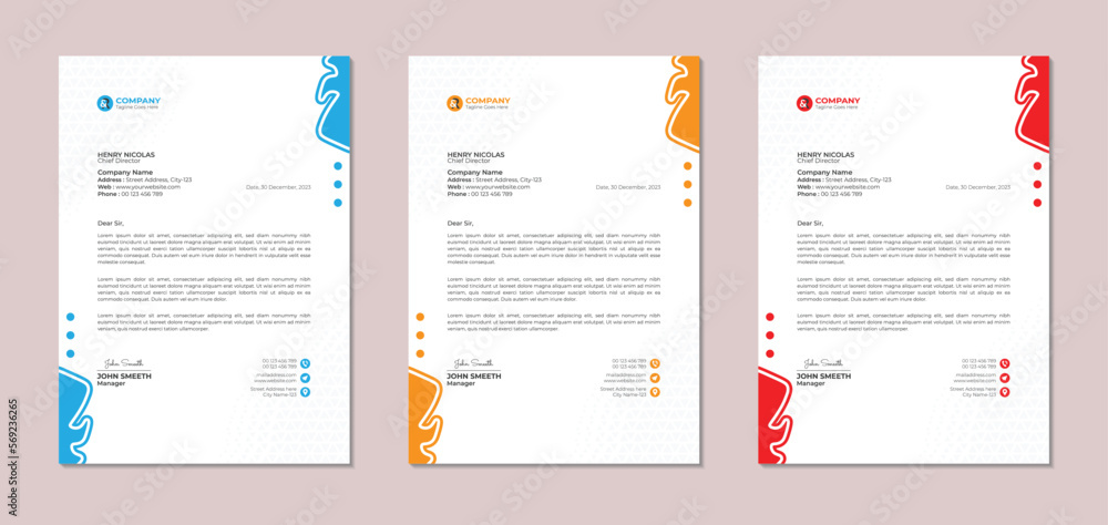 Professional corporate business letterhead design template Stock Vector ...