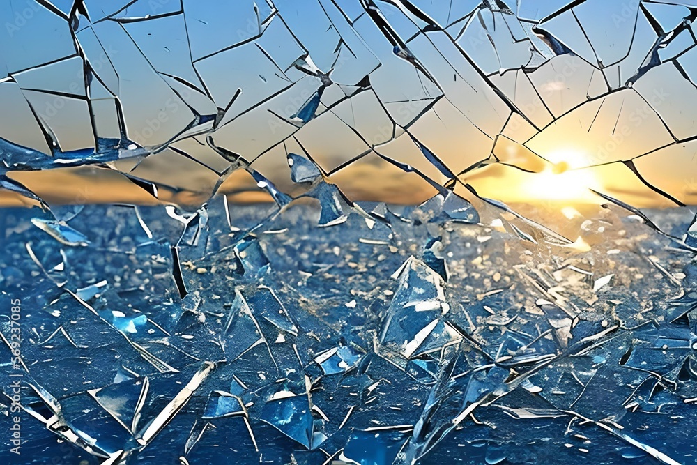 Sunrise through broken glass background texture wallpaper generative ai ...