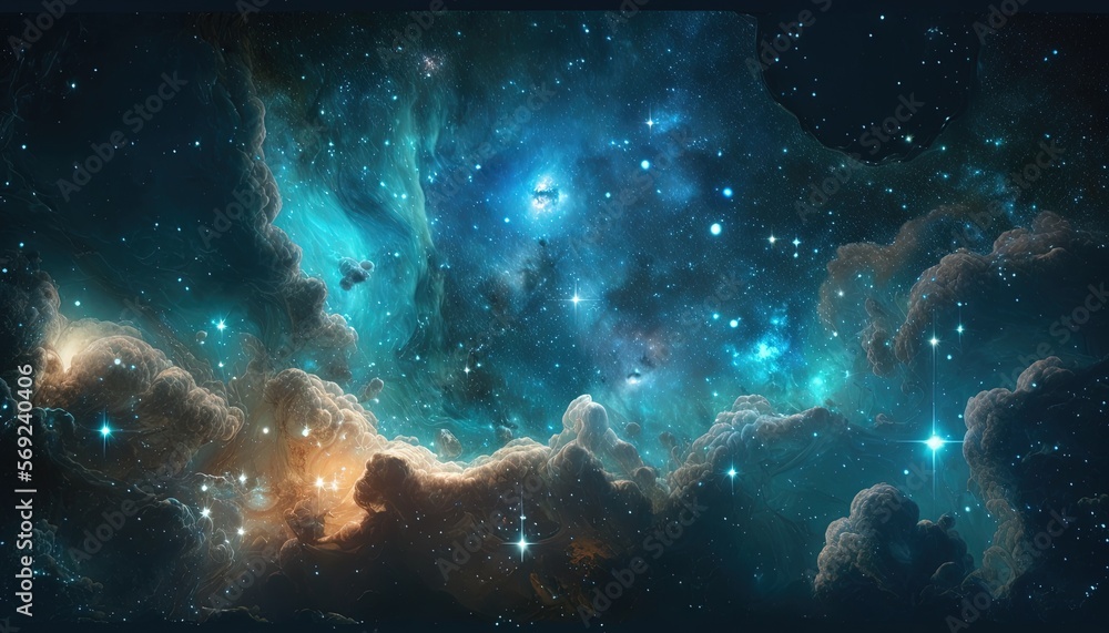 a large cluster of stars in the sky with clouds and stars in the sky ...