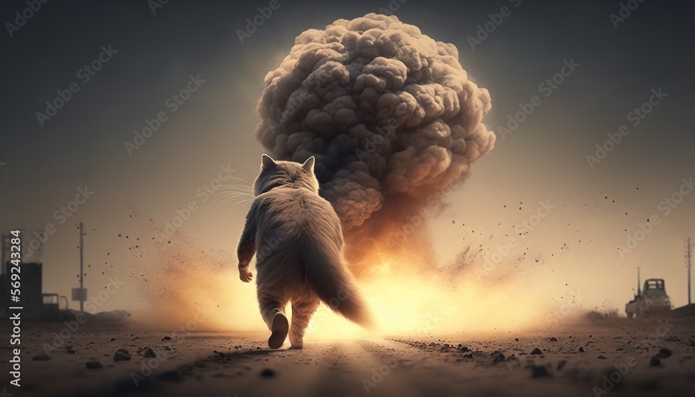 Cat Walking Away From Explosion