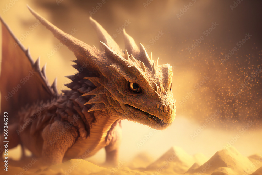 Babay Sand Dragon - Mythology creature - fantasy illustration - wyvern ...