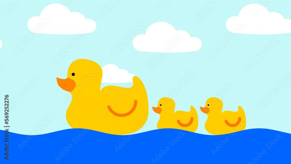 duck animation. Mother duck is swimming with her chicks. cartoon duck ...