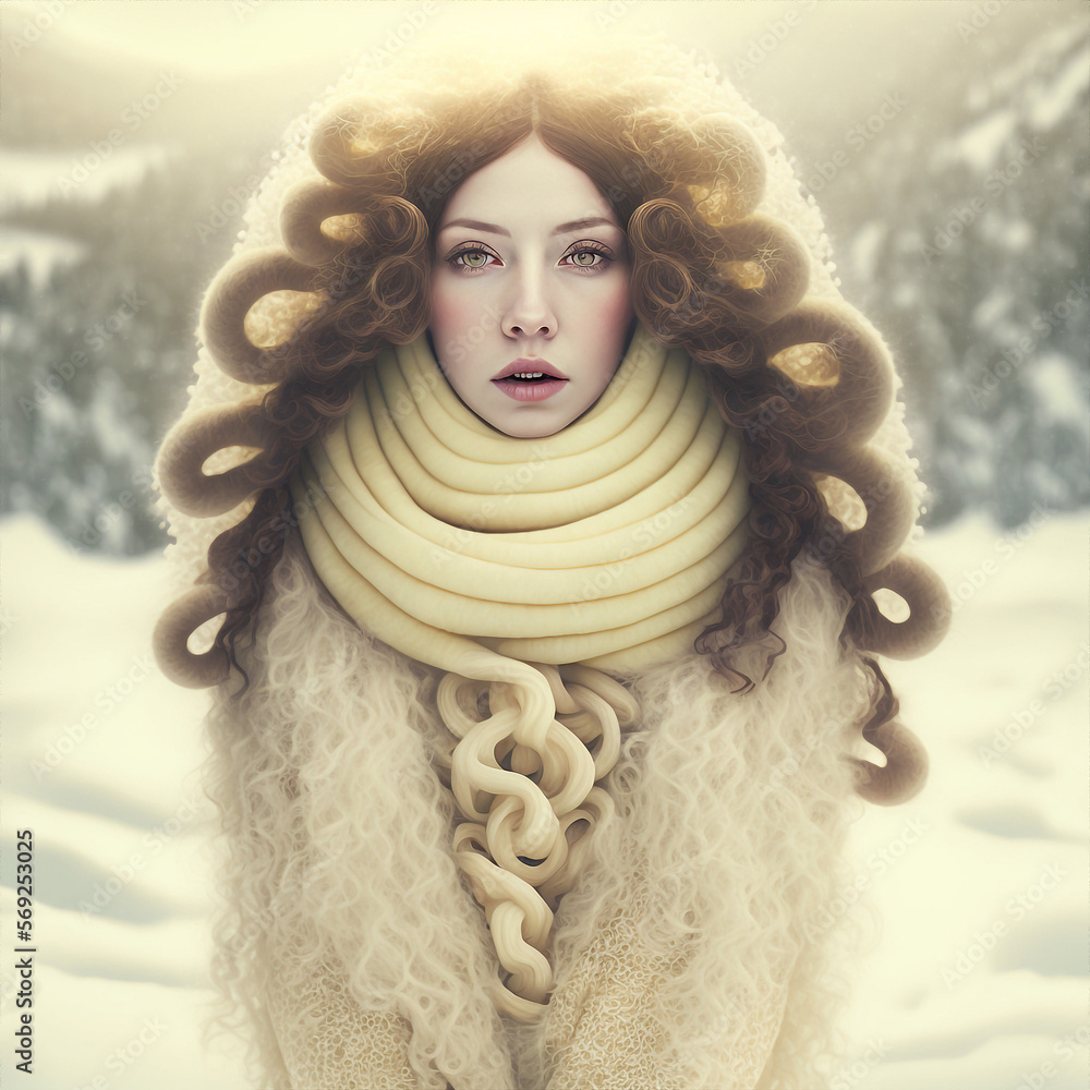 Generative ai portrait of young female looking humanoid alien with ...