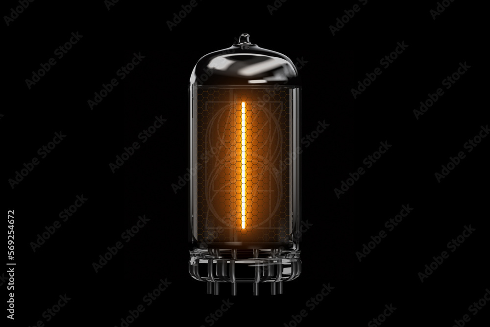 One. Digit 1. Nixie tube indicator digit. Gas discharge indicators and ...