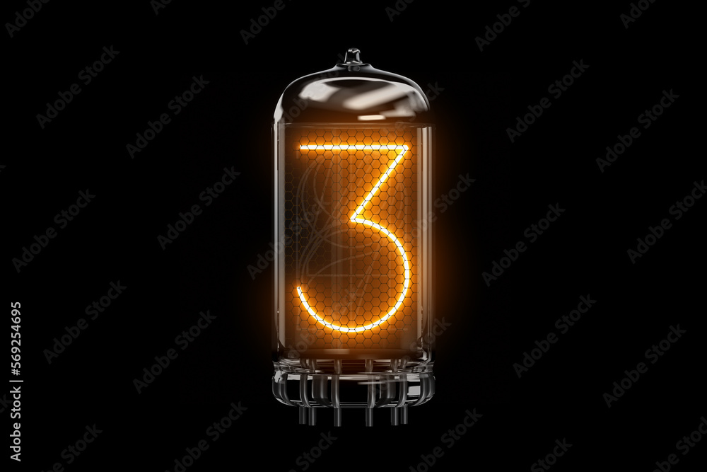 Three. Digit 3 Nixie tube indicator digit. Gas discharge indicators and ...