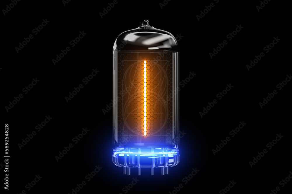 One. Digit 1. Nixie tube indicator digit. Gas discharge indicators and ...