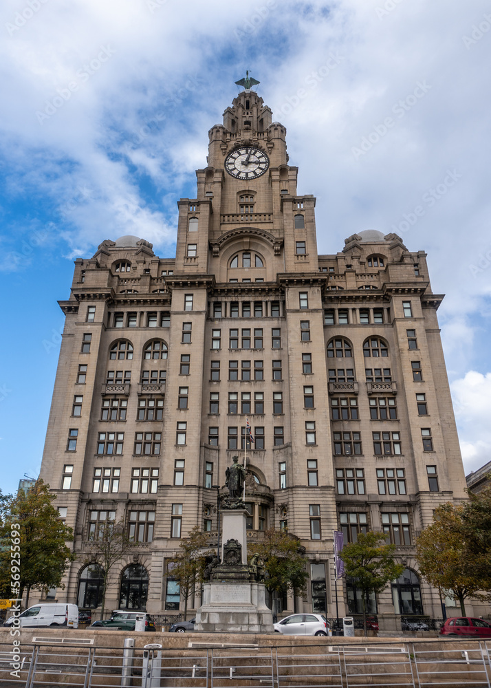 Liverpool, UK: The Royal Liver Building. Famous Pier Head building with ...