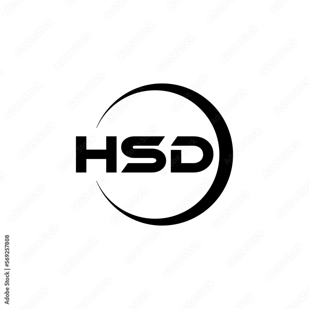 HSD letter logo design with white background in illustrator, cube logo ...