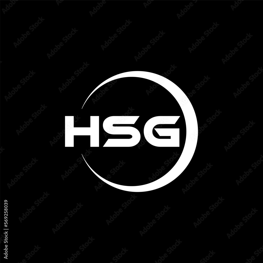 HSG letter logo design with black background in illustrator, cube logo ...