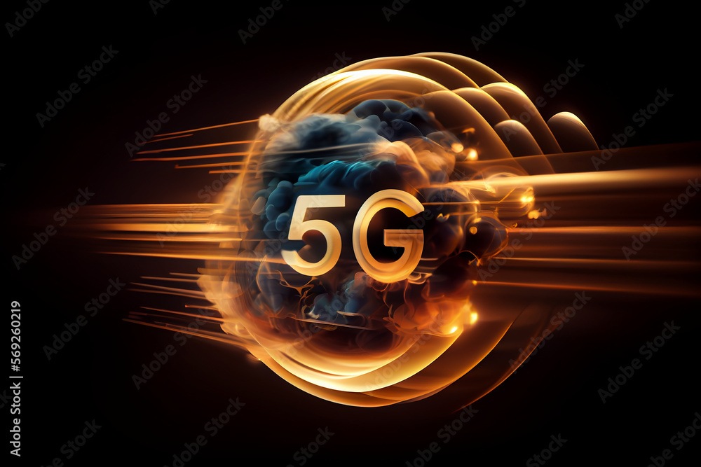 Ilustracja Stock: 5g logo abstract dark background with empty space ...